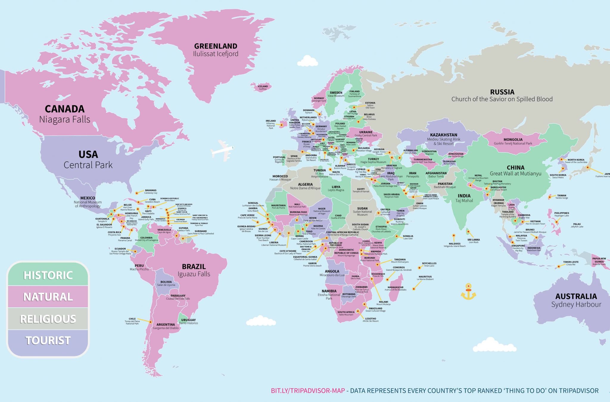 Every Country's National Animal On One Cool Map - Flytrippers