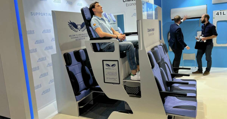 First images of the double-decker airplane seat prototype (the concept ...