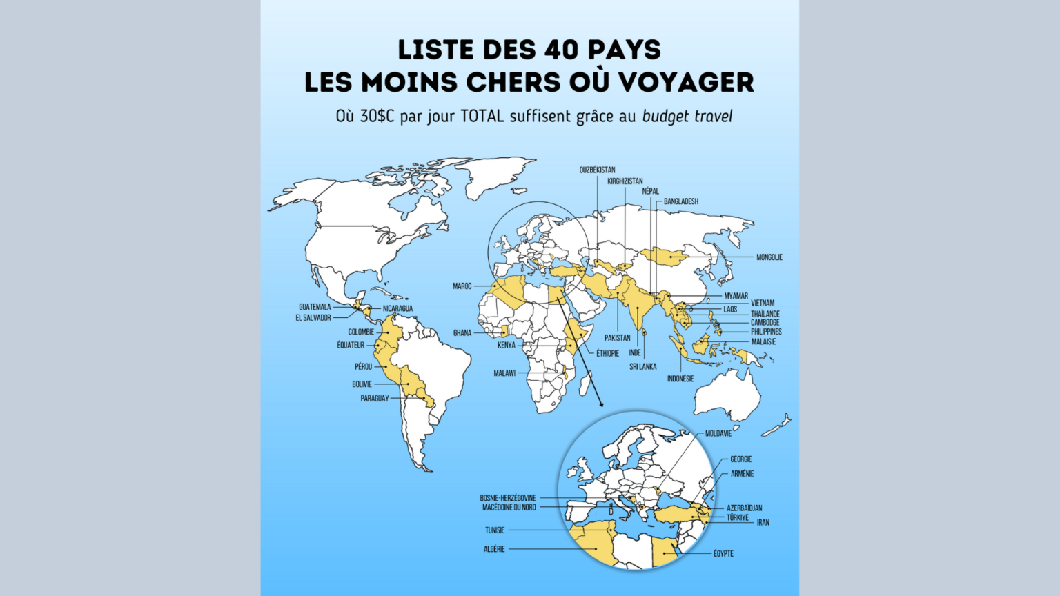 Avant-goût: Pays les moins chers où voyager (40 pays où 30$C/jour est ...