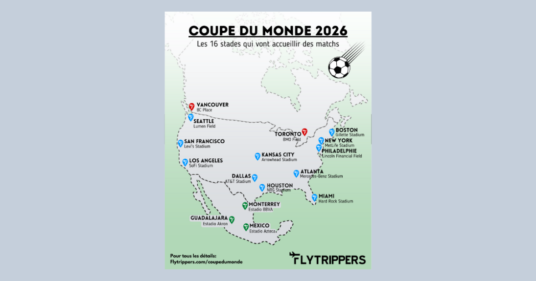 La Coupe du monde 2026 au Canada, aux États-Unis et au Mexique: les 16 stades - Flytrippers