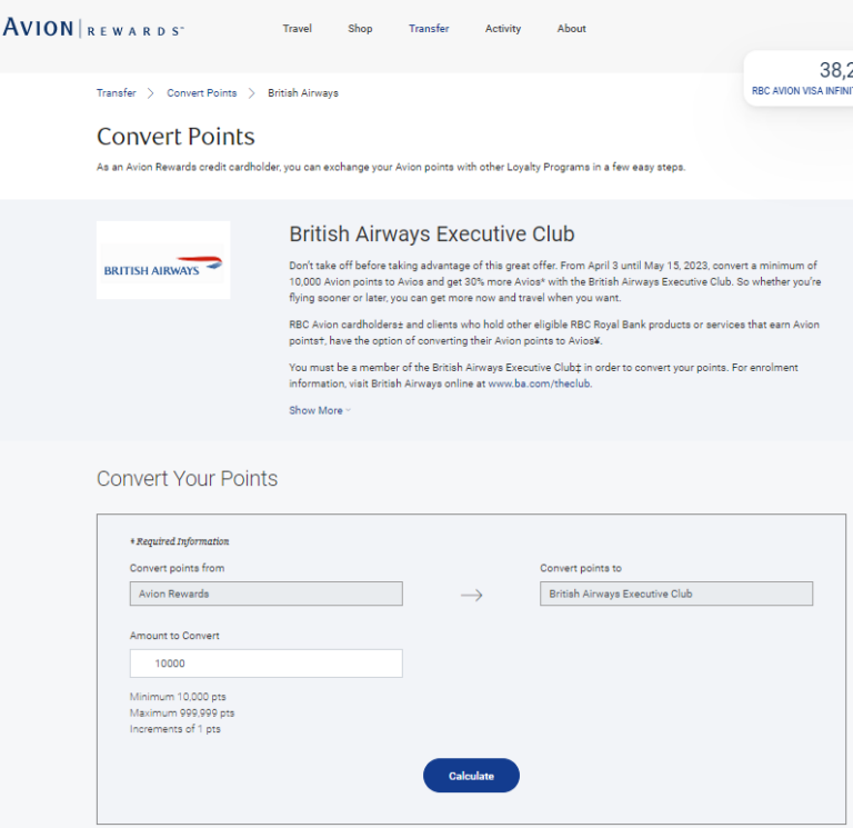 30% transfer bonus from RBC Avion Rewards to Avios (ending tonight ...