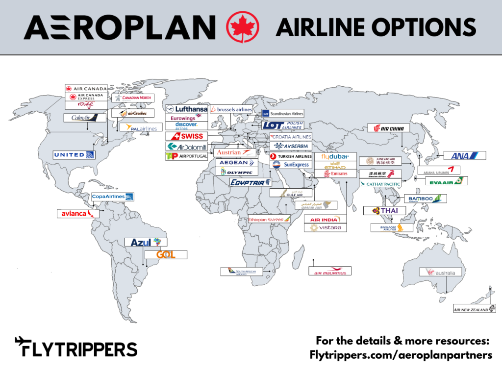 Aeroplan airline options: list and map (Air Canada AND 48 airline ...