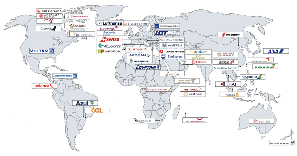 Aeroplan airline options: list and map (Air Canada AND 48 airline ...