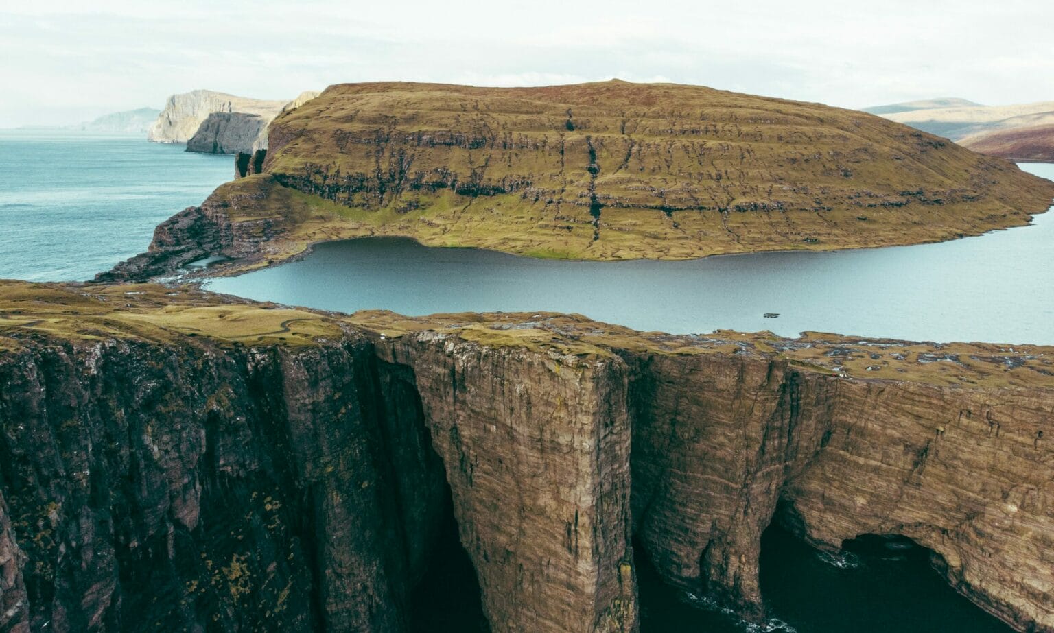 Sørvágsvatn in Faroe Island, the lake that hangs over the ocean