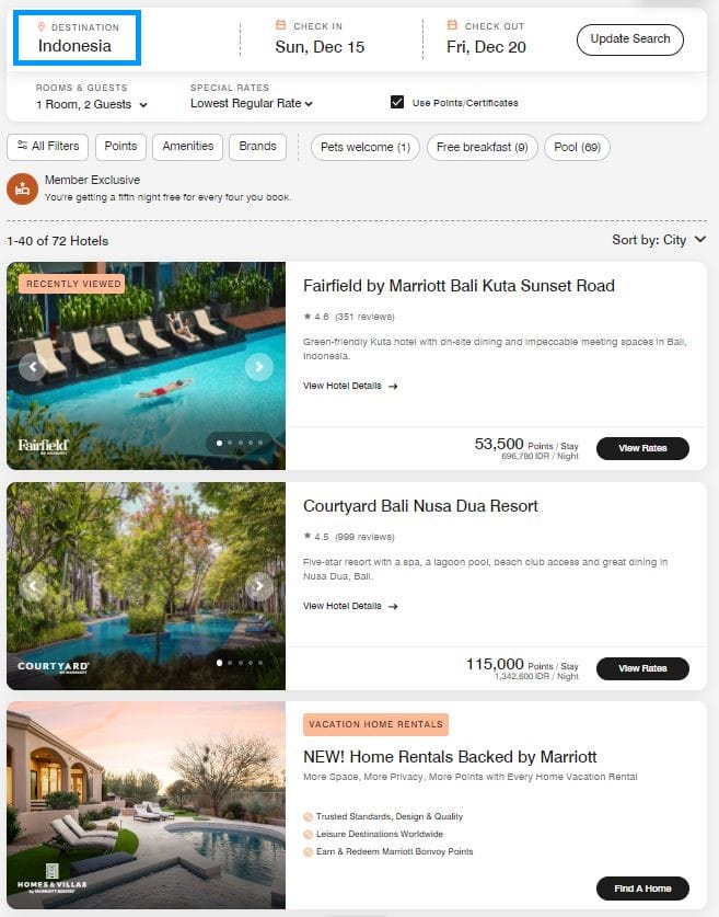 Marriott hotel searches with points: basics of the logistics and 5 pro ...