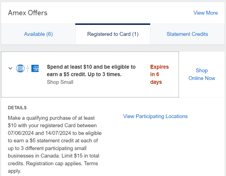 American Express Shop Small promotion: Amex Offers benefit (2024 ...