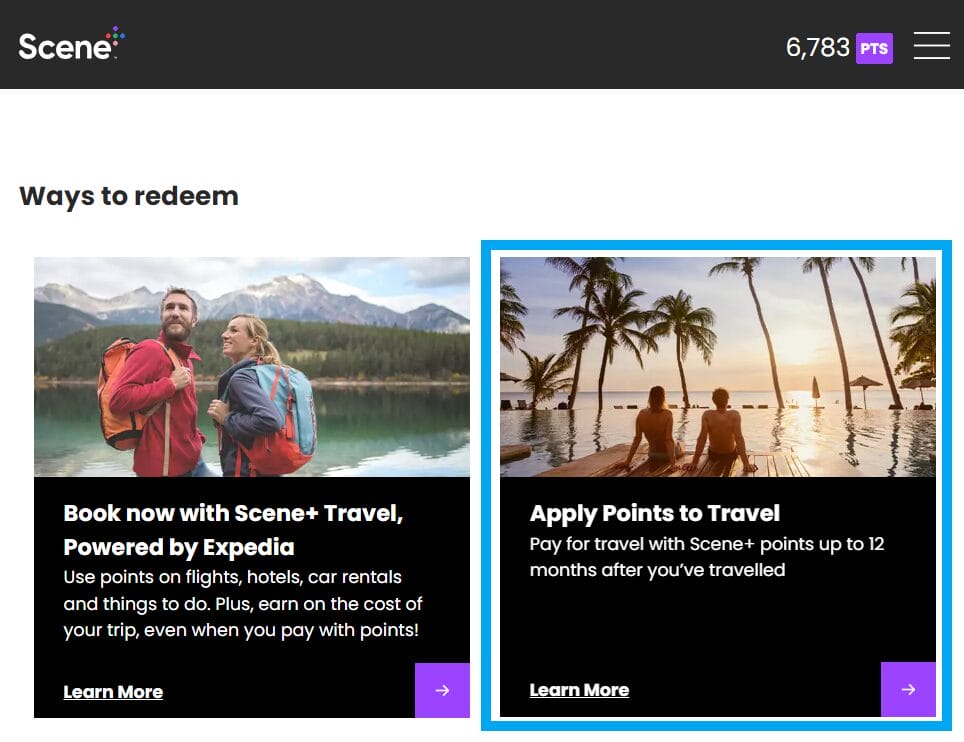 How to redeem Scene+ points (step by step) - Flytrippers