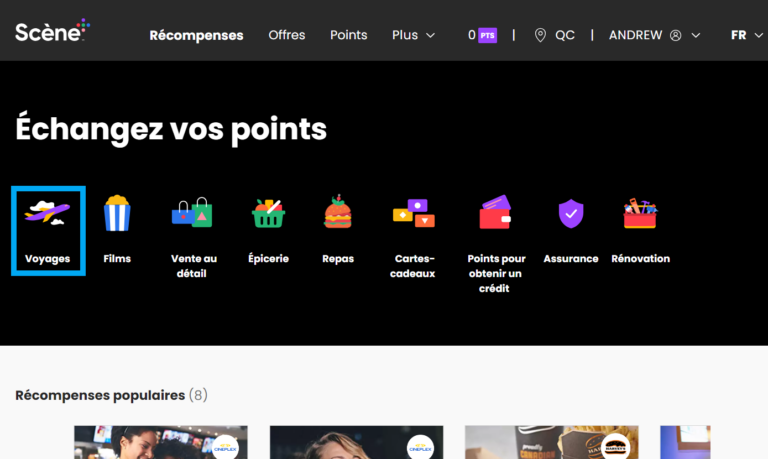 Comment utiliser les points Scène+ (étape par étape) - Flytrippers