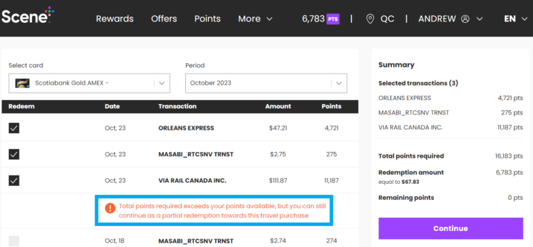How to redeem Scene+ points (step by step) - Flytrippers