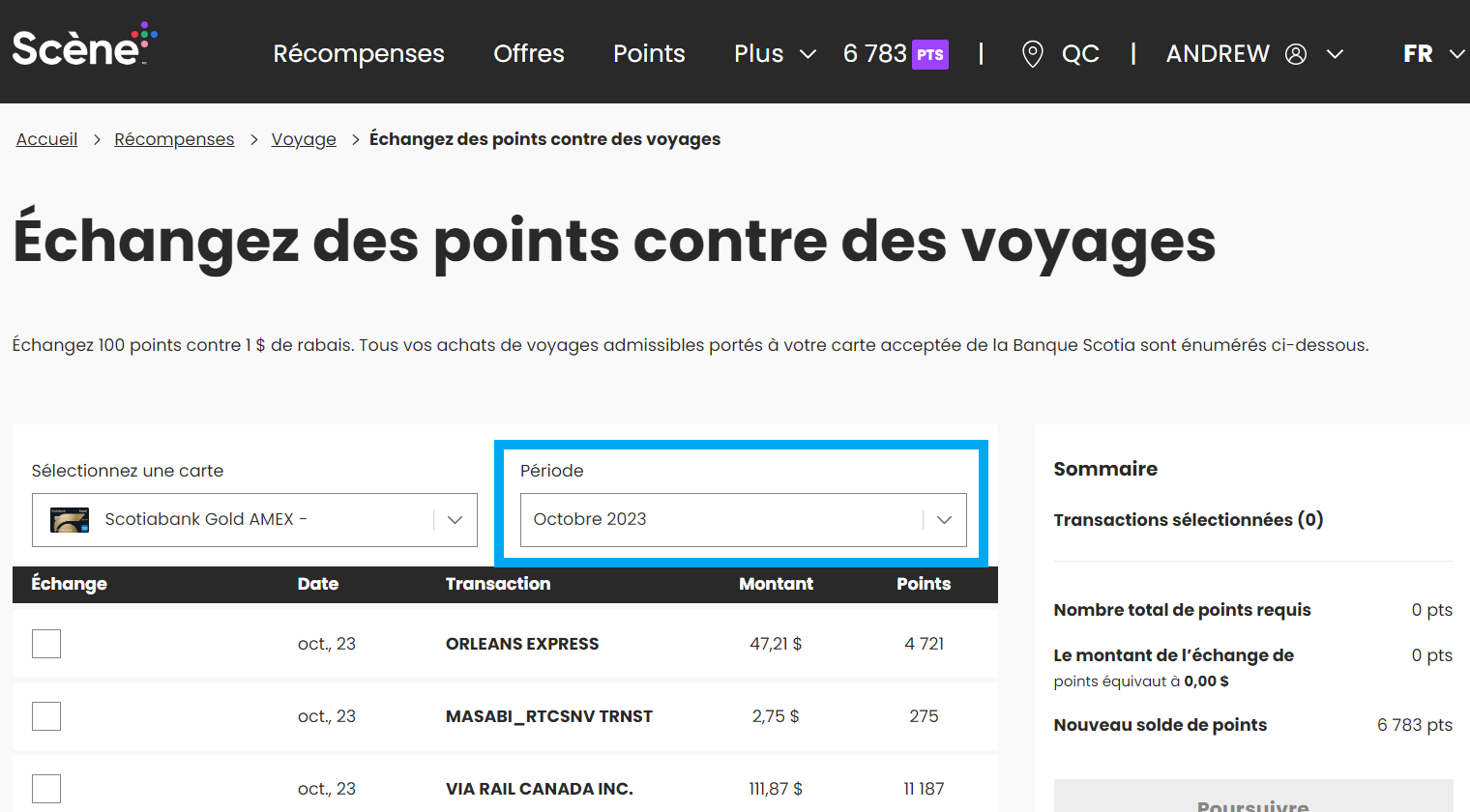 Comment utiliser les points Scène+ (étape par étape) - Flytrippers