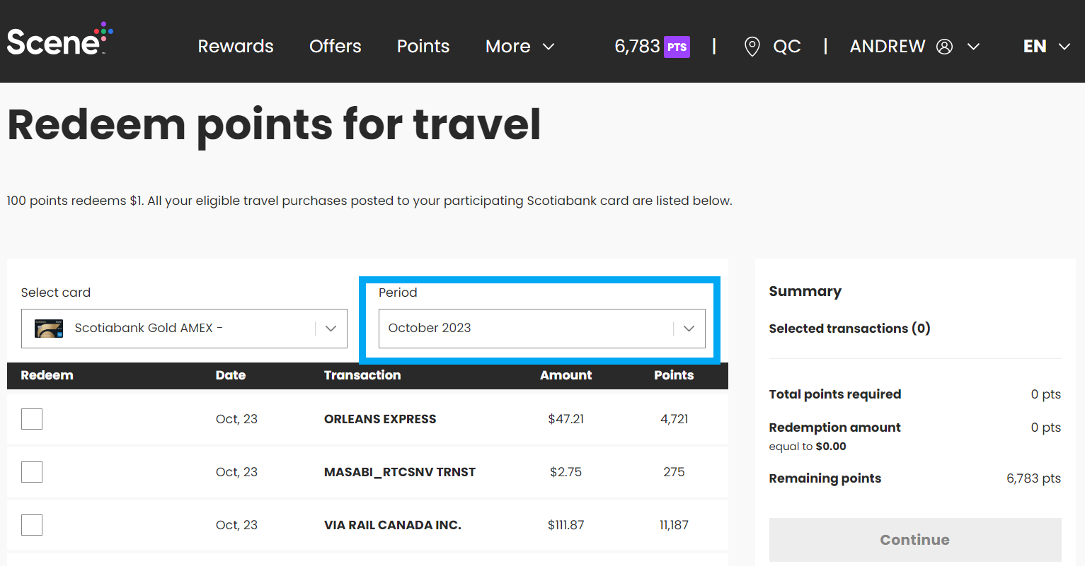 How to redeem Scene+ points (step by step) - Flytrippers
