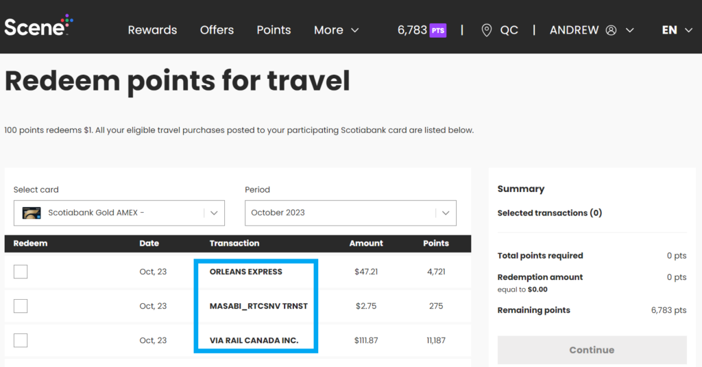 How to redeem Scene+ points (step by step) - Flytrippers