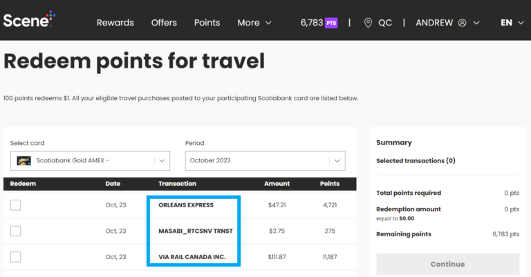 How to redeem Scene+ points (step by step) - Flytrippers