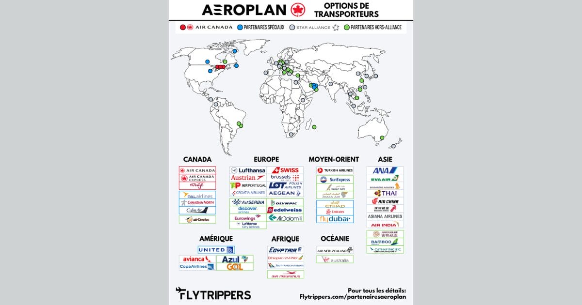 Options de transporteurs aériens Aéroplan (Air Canada ET 48 partenaires ...